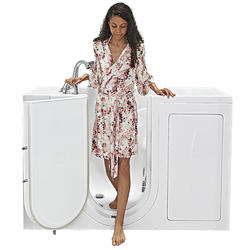 Ella Capri 52"W x 30"D White Left Dual Drain 13-Jet Massage Walk-In ...
