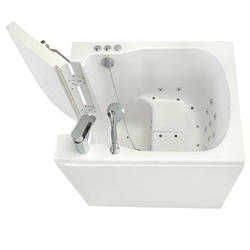 Ella Front Entry 40"W x 32"D White Left Drain 29-Jet Dual Massage Walk ...