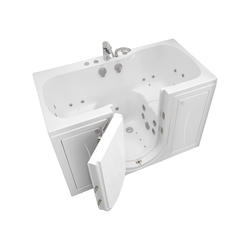 Ella Tub4Two 60"W x 32"D White Left Dual Drain 44-Jet Dual Massage Walk ...