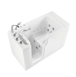 Ella Standard 52-1/2"W x 30"D White Left Drain 18-Jet Massage Walk-In ...