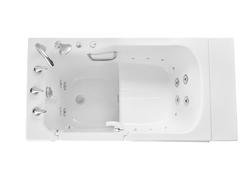 Ella Standard 52-1/2"W x 30"D White Left Drain 18-Jet Massage Walk-In ...