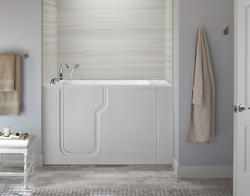 Ella Standard 52-1/2"W x 30"D White Left Drain 18-Jet Massage Walk-In ...