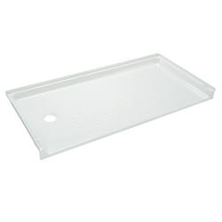 Mustee® CareGiver® 60"W x 30"D White Barrier-Free Shower Base with Left ...