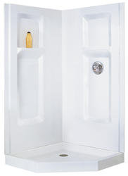 Mustee® Durawall 42"W x 42"D x 72"H White Corner Shower Wall Surround ...