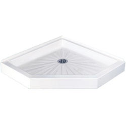 Mustee® Durabase 42"W x 42"D White Neo-Angle Shower Base with Center ...