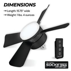 As Seen On TV Bell+Howell® 2 in 1 Black E26 Daylight LED Socket Fan ...