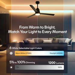 Patriot Lighting® Mila 52" Matte Black Indoor/Outdoor LED Ceiling Fan ...