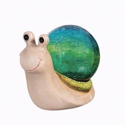 Enchanted Garden™ 7" LED Solar Snail with Crackle Glass Orb Garden ...