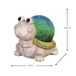 Enchanted Garden™ 8" LED Solar Turtle with Crackle Glass Orb Garden ...