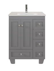 Eviva Happy 24"W x 18"D Gray Vanity and White Carrara Quartz Vanity Top ...