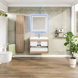 Eviva Smile 30"W x 19"D White Oak Wall-Mount Vanity and White Acrylic ...