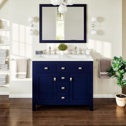 Eviva Artemis 44"W x 22"D Blue Vanity and White Engineered Stone Vanity ...
