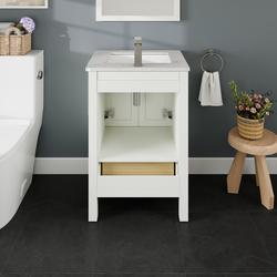 Eviva London 24"W x 18"D White Vanity and White Carrara Quartz Vanity ...