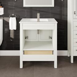 Eviva London 30"W x 18"D White Vanity and White Carrara Quartz Vanity ...