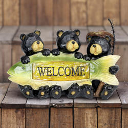 Enchanted Garden™ 12-1/2" Solar Welcome Bears Lawn Statue at Menards®