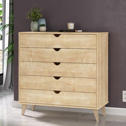 Falkk Furniture 5 Drawer Dresser Natural Wood