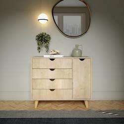 Falkk Furniture 4 Drawer 1 Door Chest Natural Wood at Menards