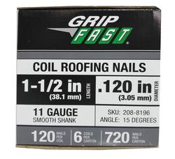 Grip Fast® 1-1/2" x 0.120" Wire Electro-Galvanized Smooth Shank Full ...