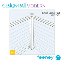 Feeney® DesignRail® Modern 36" Matte Black Level Single Corner Post Kit ...