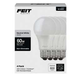 Feit Electric® 60 Watt Equivalent Frosted A19 E26 Neutral White LED Light Bulb - 4 Pack at Menards®