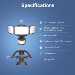 Feit Electric® Bronze Tri-Head LED Outdoor Security Flood Light at Menards®