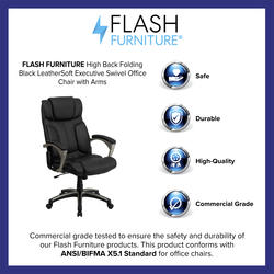 Flash Furniture® Black Leather Executive Office Chair with Lumbar ...