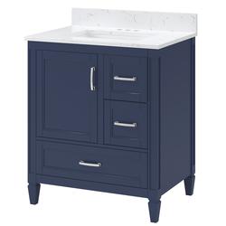Craft + Main® Pike 30"W x 22"D Aegean Blue Vanity and Carrara White ...