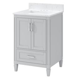 Craft + Main® Pike 24"W x 22"D Gray Vanity and Carrara White Engineered ...