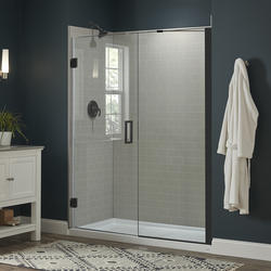 Craft + Main® Marina 60"W x 74"H Matte Black Frameless Hinged Shower ...