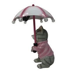 Enchanted Garden® 12" Solar Cat with Umbrella Garden Statue at Menards®