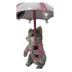 Enchanted Garden® 12" Solar Cat with Umbrella Garden Statue at Menards®