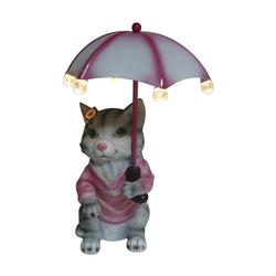 Enchanted Garden® 12" Solar Cat with Umbrella Garden Statue at Menards®