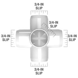Pipeworks 3/4" 5-Way Furniture Grade PVC Cross - 8 Pack at Menards®