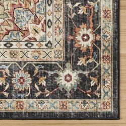 Gertmenian Crystal Print Tiefi Traditional Oriental Black Multi 6' x 9 ...