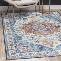 Gertmenian Crystal Print Soha Traditional Moroccan Blue 6' x 9' Area ...