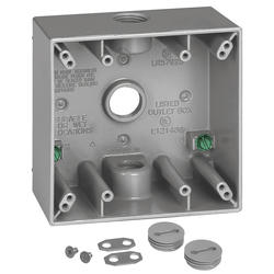 Sigma Engineered Solutions® 2-Gang 3/4" 3-Hole Weatherproof Gray ...