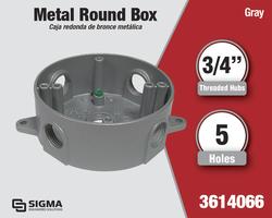 Sigma Engineered Solutions® Round 3/4" 5-Hole Weatherproof Gray ...