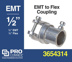 Sigma ProConnex® 1/2" EMT to Flex Set Screw Coupling at Menards®