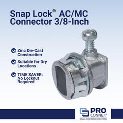 Sigma ProConnex® 3/8" AC/MC/Flex Snap Lock® Connector - 2 Pack at Menards®