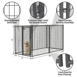Master Paws 6' H x 5' W Commercial Grade Welded Wire Kennel Gate at ...
