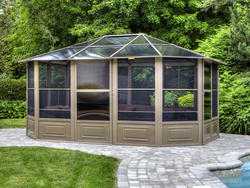 Florence 12' x 15' Polycarbonate Roof Solarium with Brown Finish at ...