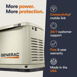 Generac® 18,000-Watt (LP) 17,000-Watt (NG) Home Standby Generator with ...