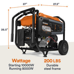 Generac® 8,000 Running 10,000 Starting Watt Gasoline Portable Generator ...