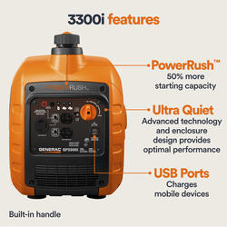 Generac® 2,500 Running 3,300 Starting Watt Gasoline Portable Inverter ...