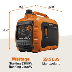 Generac® 2,500 Running 3,300 Starting Watt Gasoline Portable Inverter ...