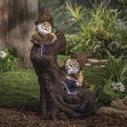 Enchanted Garden® 26-1/2" Tiered Gnomes on a Stump Outdoor Water ...