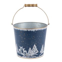Enchanted Forest® 10" Blue Metal Christmas Bucket with Handle at Menards®