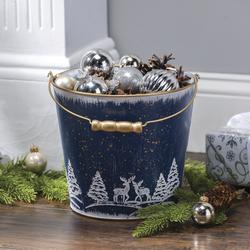 Enchanted Forest® 11" Blue Metal Christmas Bucket with Handle at Menards®