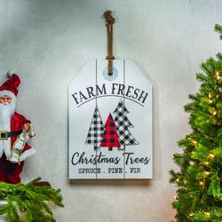 Enchanted Forest® 19-3/4" Wood Farm Fresh Trees Holiday Sign at Menards®