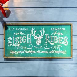 Enchanted Forest® 31-3/4" Blue Sleigh Rides Wood Holiday Sign at Menards®